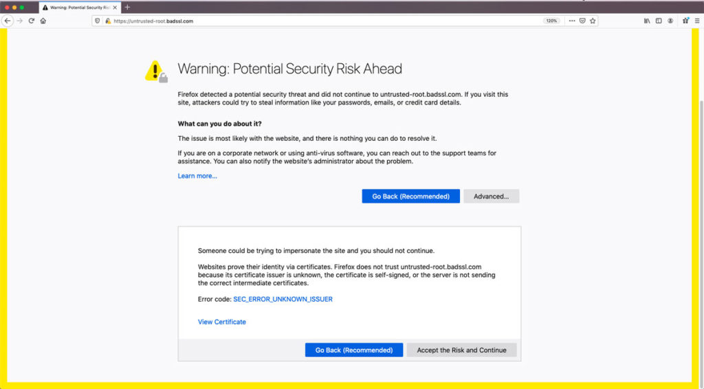 Insecure connection: the 5 digital certificate warning messages